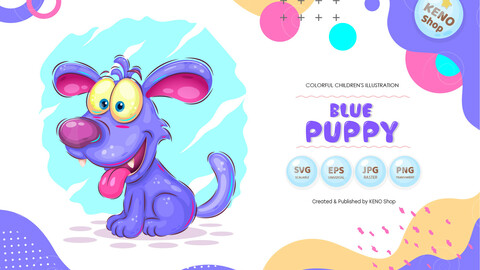 ArtStation - Blue cartoon puppy, dog | Artworks