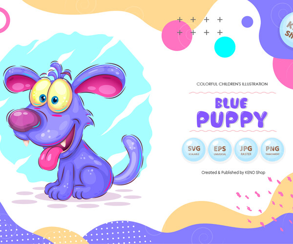 ArtStation - Blue cartoon puppy, dog | Artworks