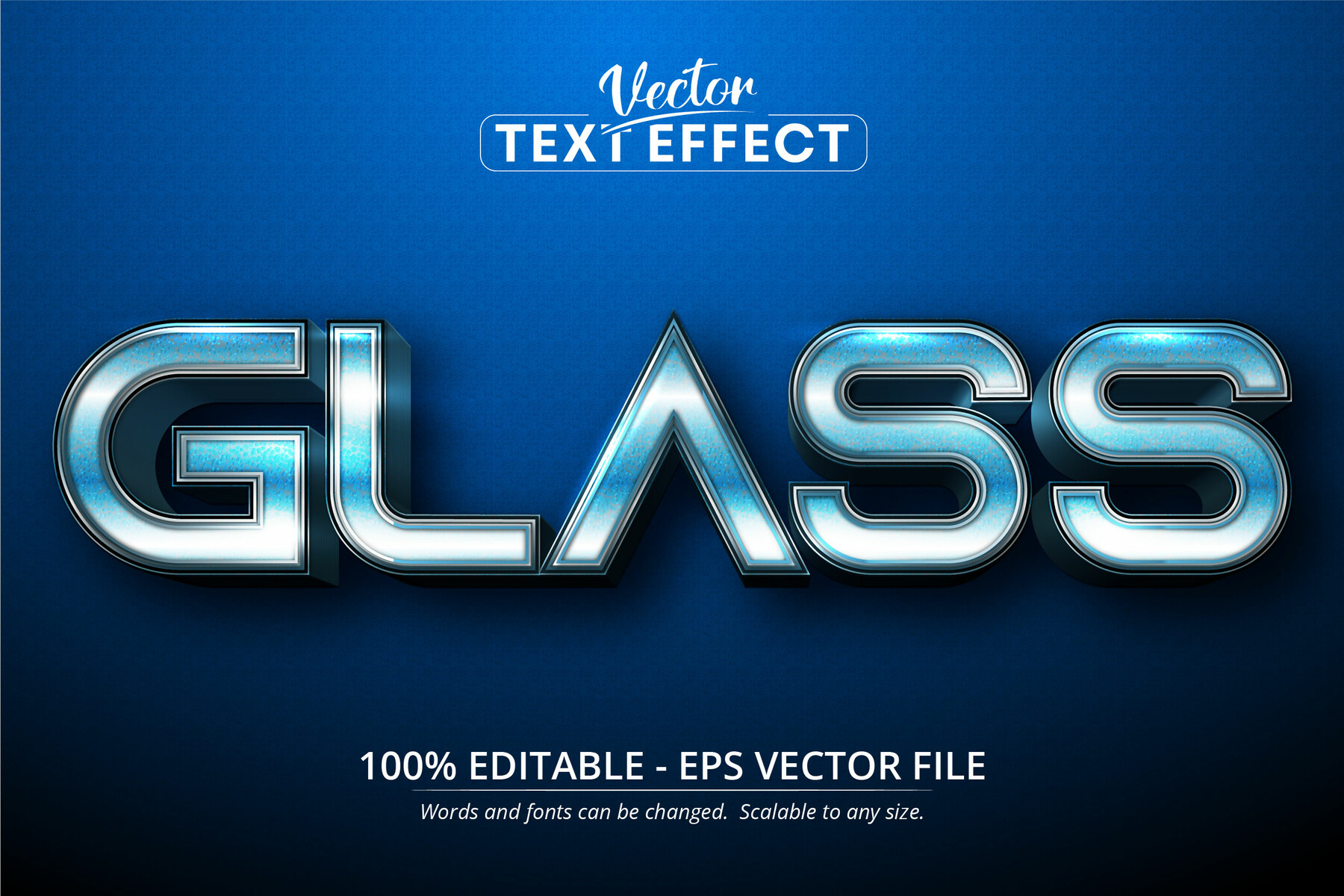 ArtStation - Glass text, blue gradient color style editable text effect ...