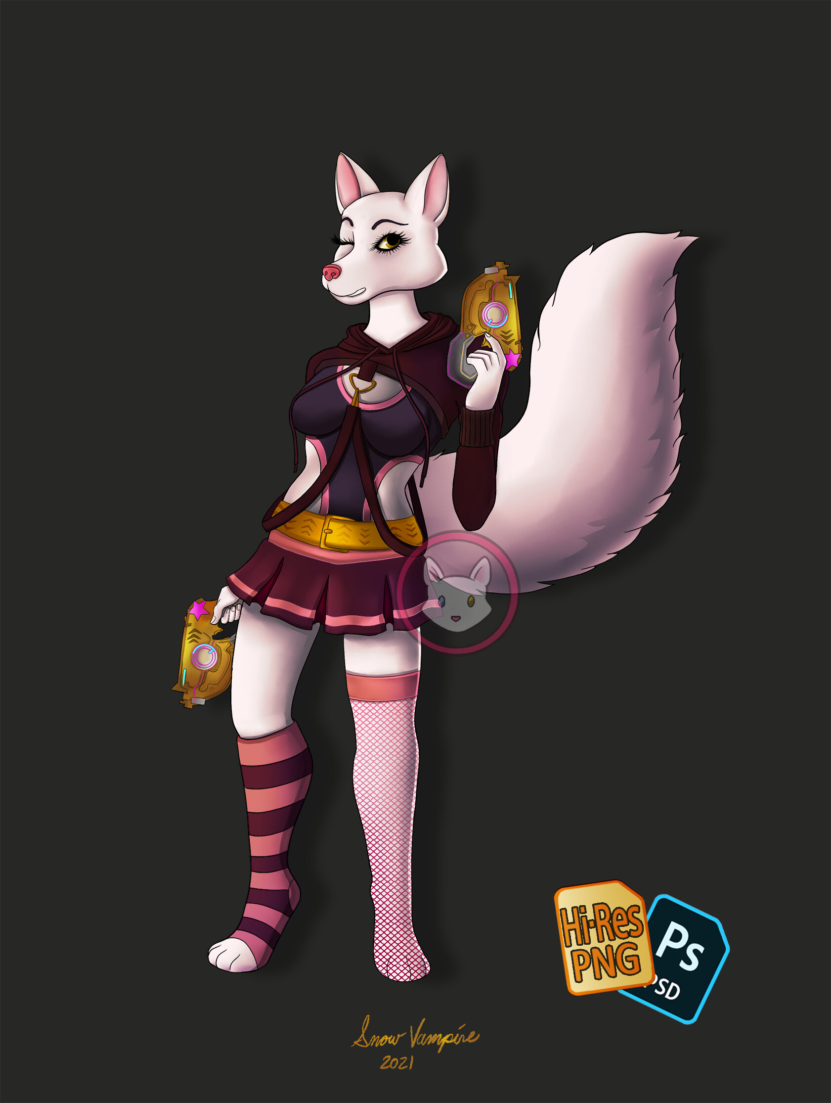 ArtStation - White Fox & Golden Guns (PSD, Hi-RES PNG) | Artworks