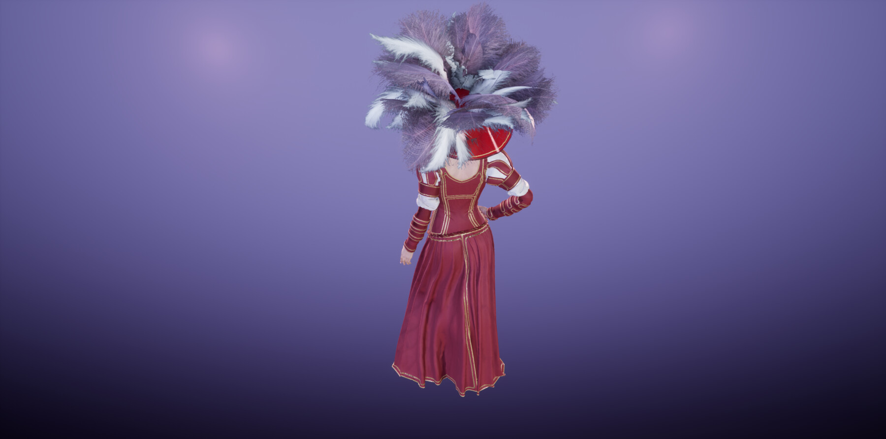 ArtStation - Renaissance red dress with feathers | Game Assets