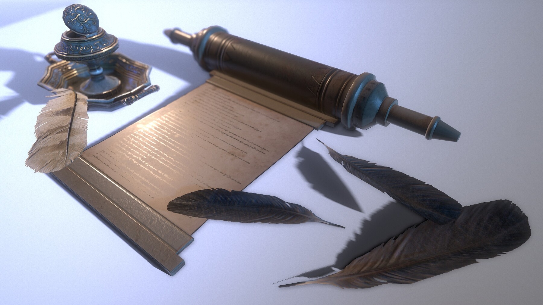 ArtStation - Fountain pen with inkwell | Game Assets