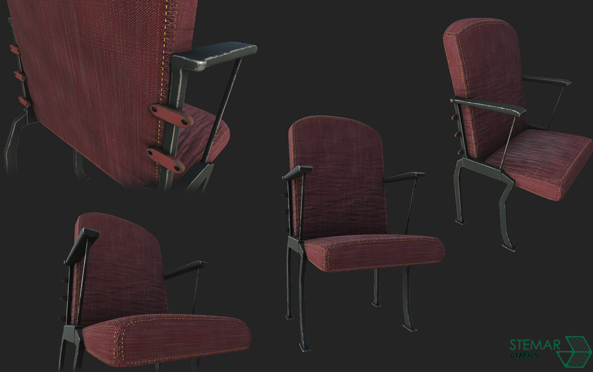 ArtStation - Theatre Chair 3D Asset HD Textures | Game Assets