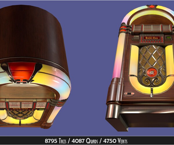 ArtStation - Classic Vintage Wooden Jukebox Rockola Low-poly 3D model | Resources