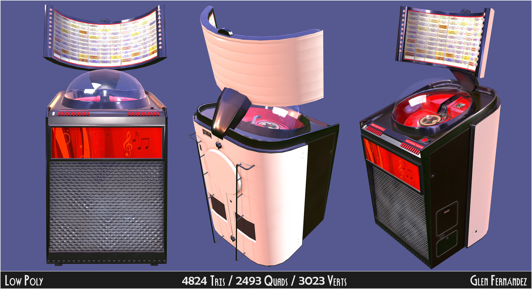 ArtStation - Vintage Retro Rockola Jukebox model 2 Low-poly 3D model | Resources