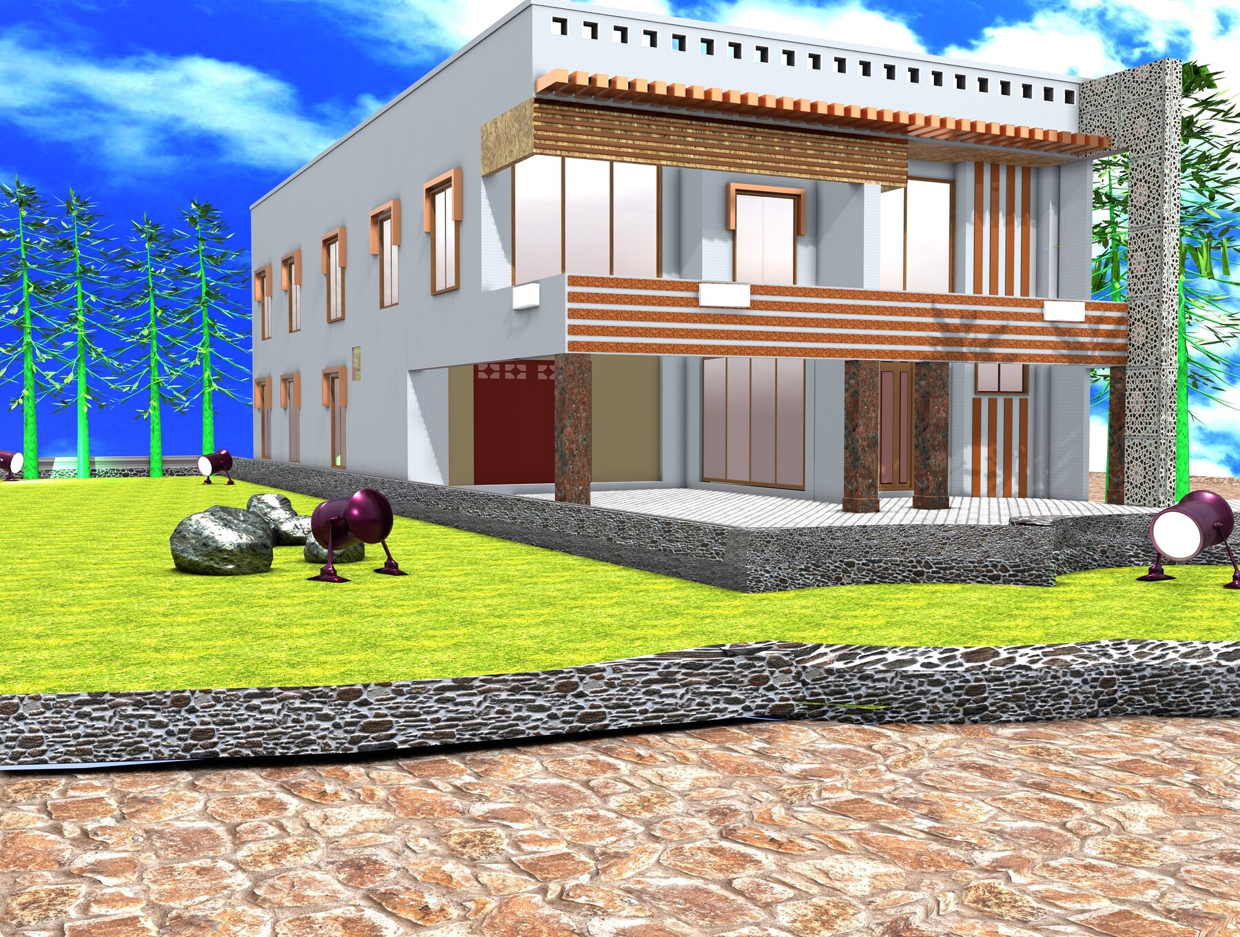 ArtStation - House Exterior Landscape Design 3D model | Resources