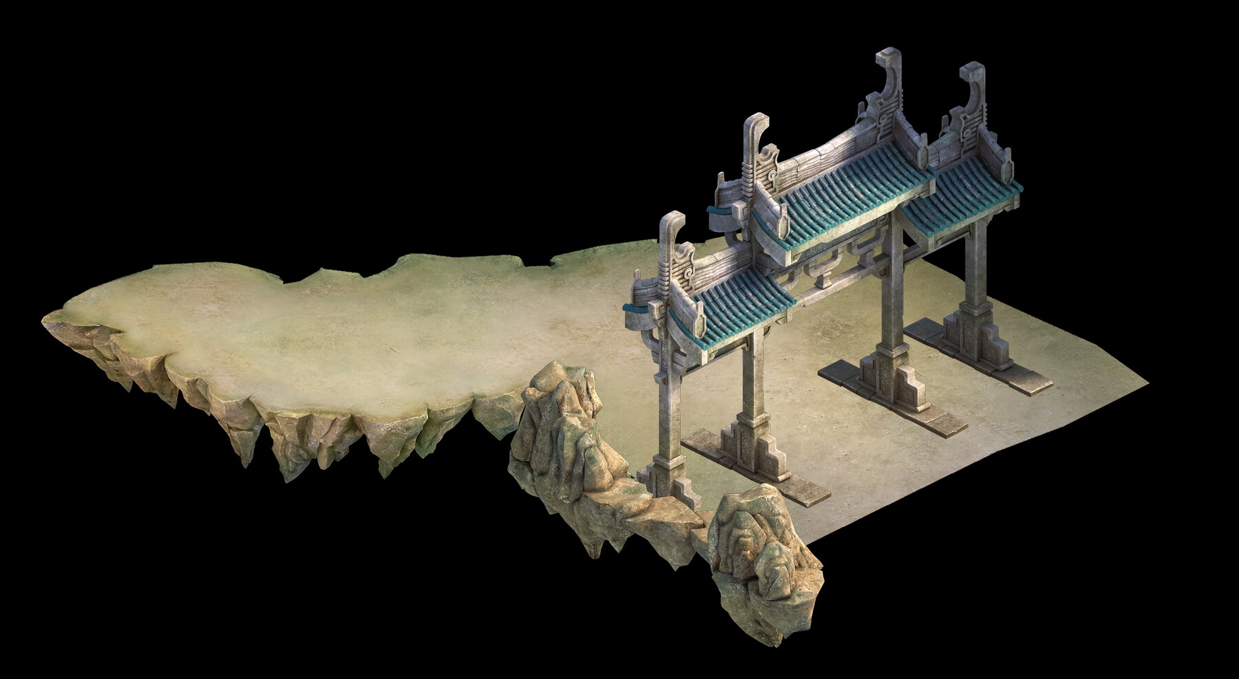 ArtStation - Taoist comprehension scene - Taoist gate arch 01 | Game Assets