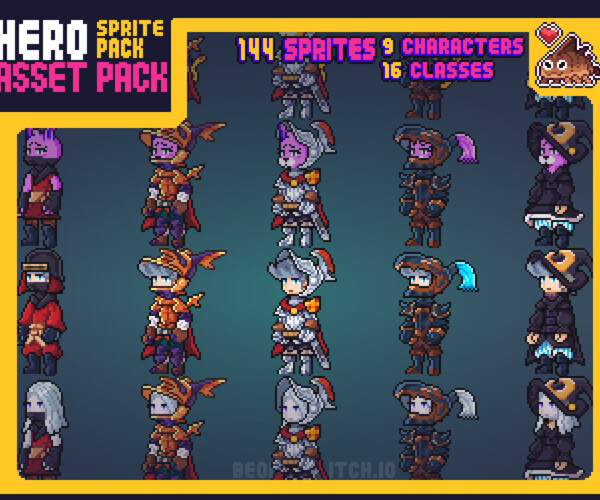 ArtStation - Beowulf's RPG Heroes & Classes Pixel Art Asset Pack | Game ...