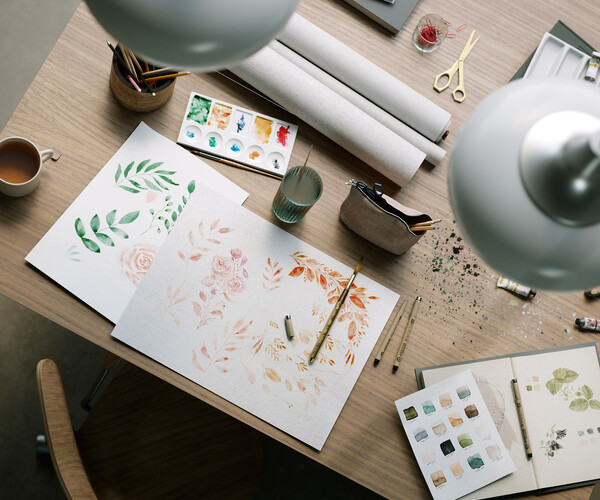 ArtStation - Watercolor room interior scene | Resources