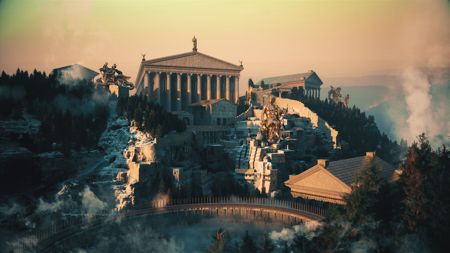 ArtStation - C4D Octane Roman Temple Temple Greek Mythology Norse ...