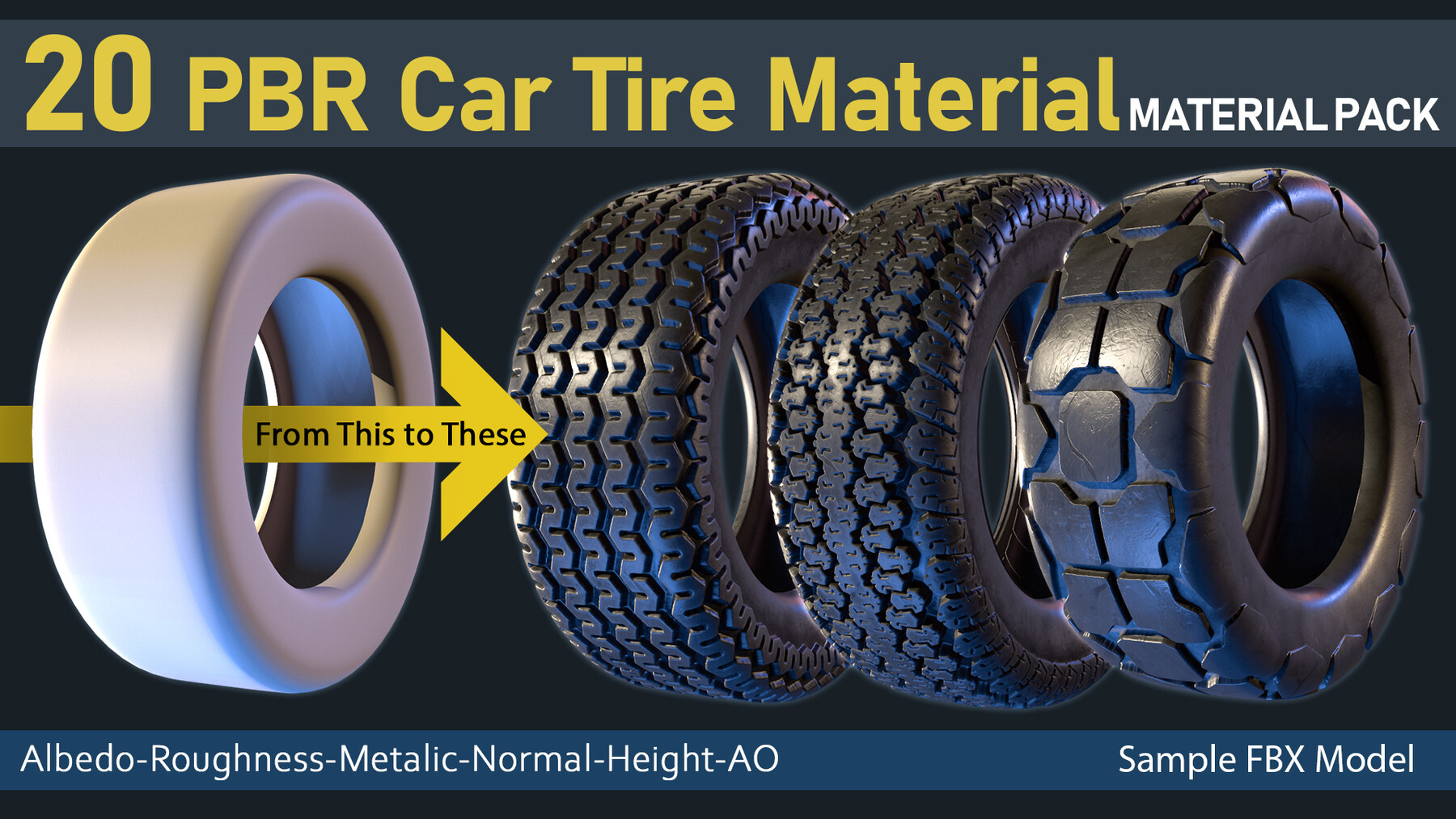 ArtStation - 20 PBR Car Tire Material | Game Assets