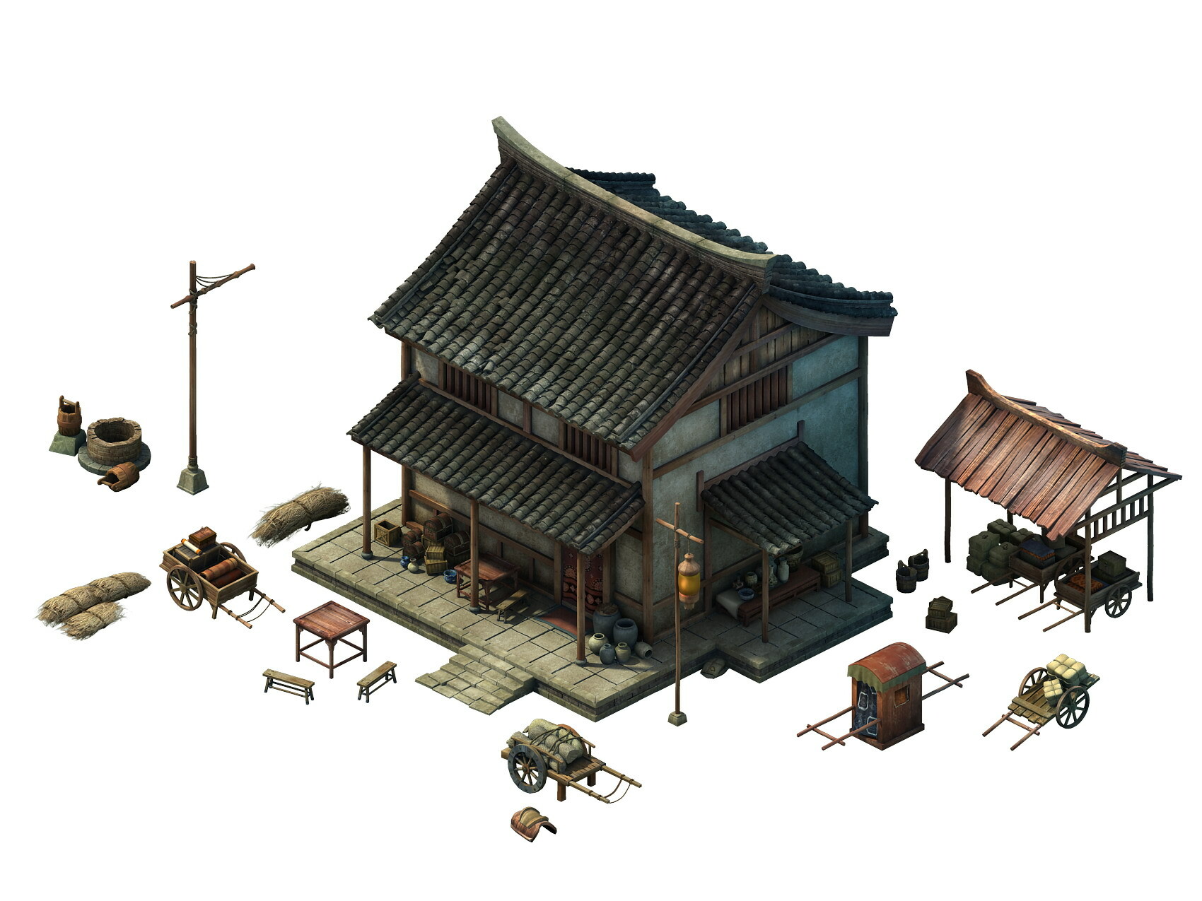 ArtStation - Game Model - City - Inn Hotel | Game Assets