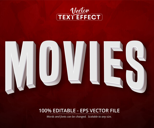 ArtStation - Movies text, 3d white movie style editable text effect ...