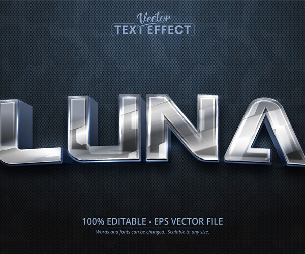 ArtStation - Luna text, shiny silver color style editable text effect ...