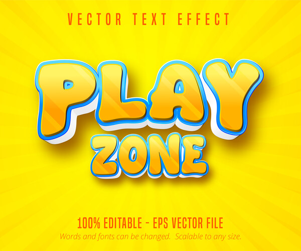 ArtStation - Play zone text, cartoon style editable text effect | Artworks