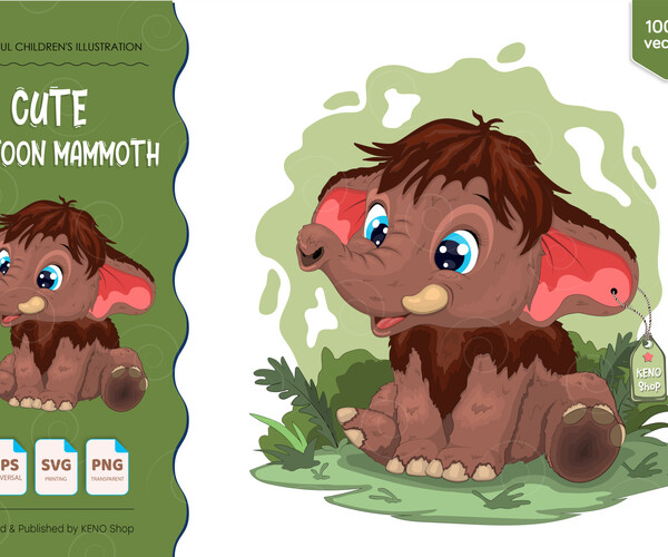 ArtStation - Cute Cartoon Mammoth. | Artworks