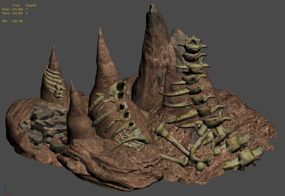 ArtStation - Desert - BOSS altar fossil bones | Game Assets