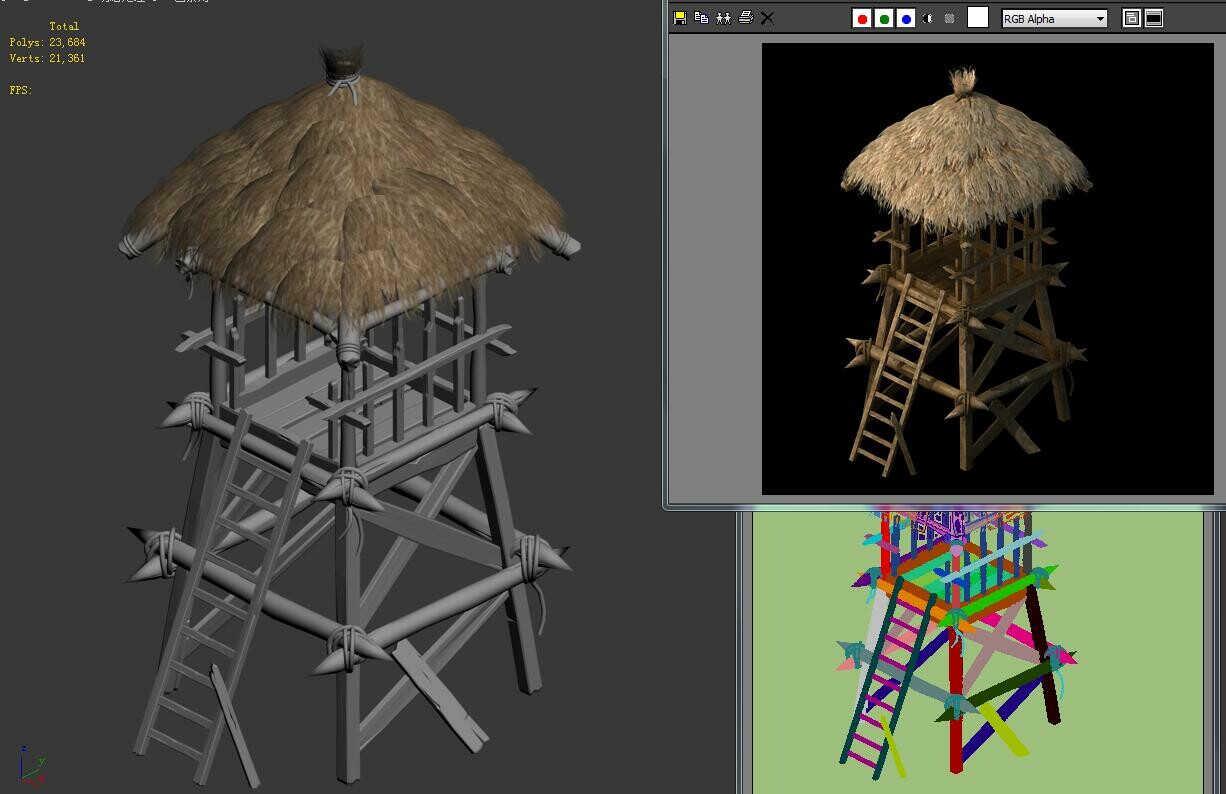 ArtStation - Cottage tribe - watchtower 01 | Game Assets