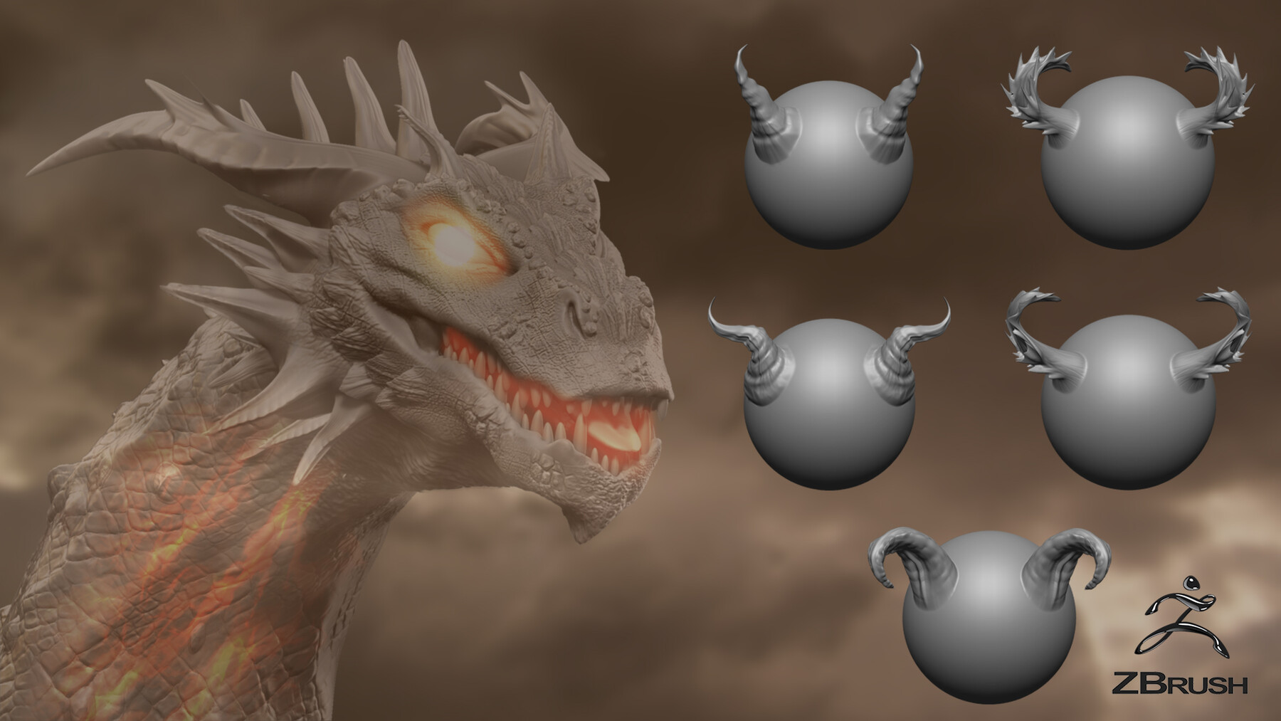 ArtStation - 50 ZBrush Dragon Skin And Horn VDM Brushes | Brushes