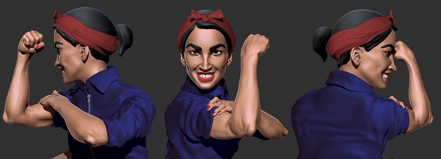 ArtStation - Yes we can! Alexandria Ocasio-Cortez (AOC) the riveter ...