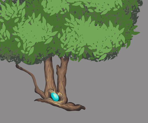 ArtStation - Tree with a blue egg for game | Artworks