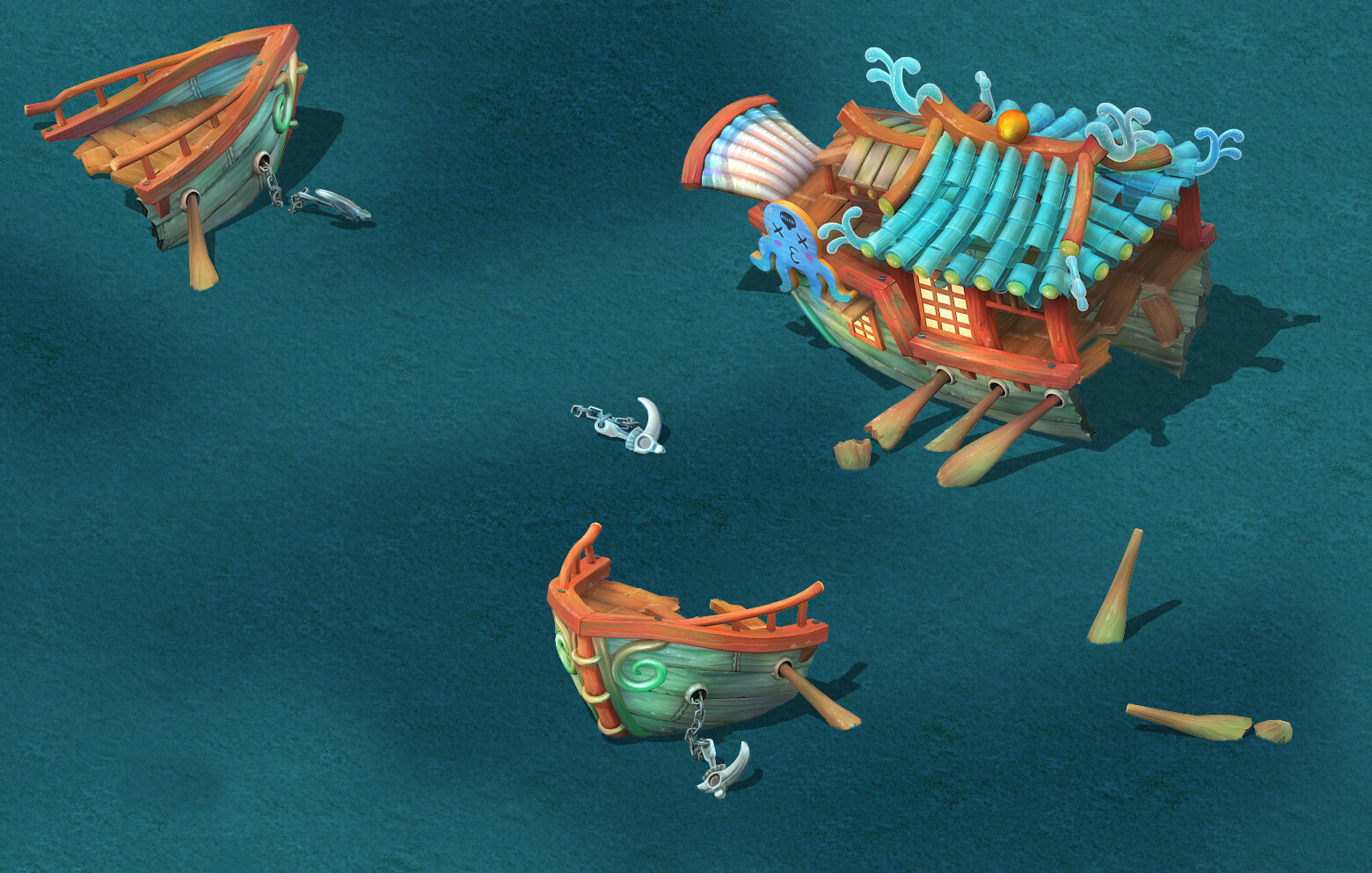 ArtStation - Submarine Cartoon World - Princess Shipwreck | Game Assets