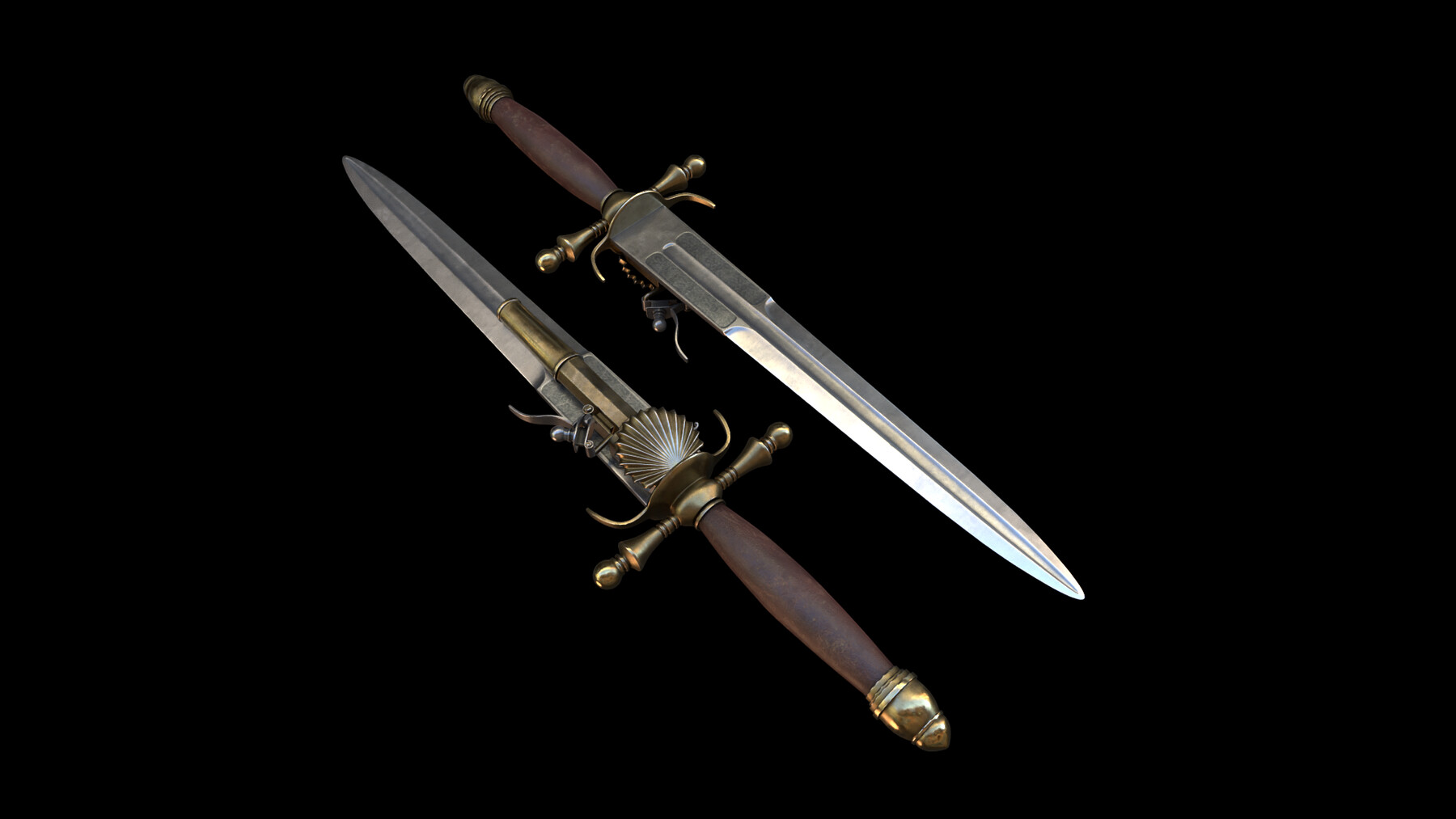 ArtStation - FRENCH DAGGER-PISTOL 19TH | Game Assets