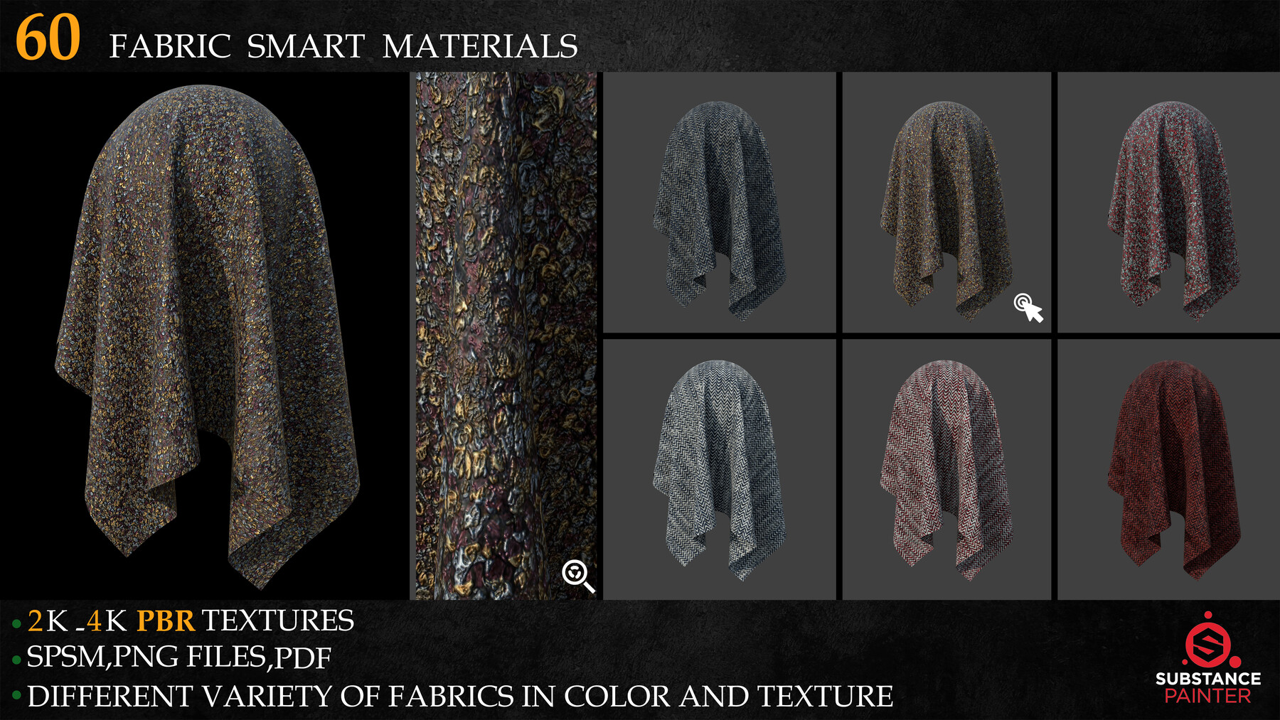 ArtStation - 60 FABRIC SMART MATERIAL+ALPHA | Resources