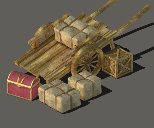 ArtStation - Ancient Transport Tool - Wooden Cart | Game Assets