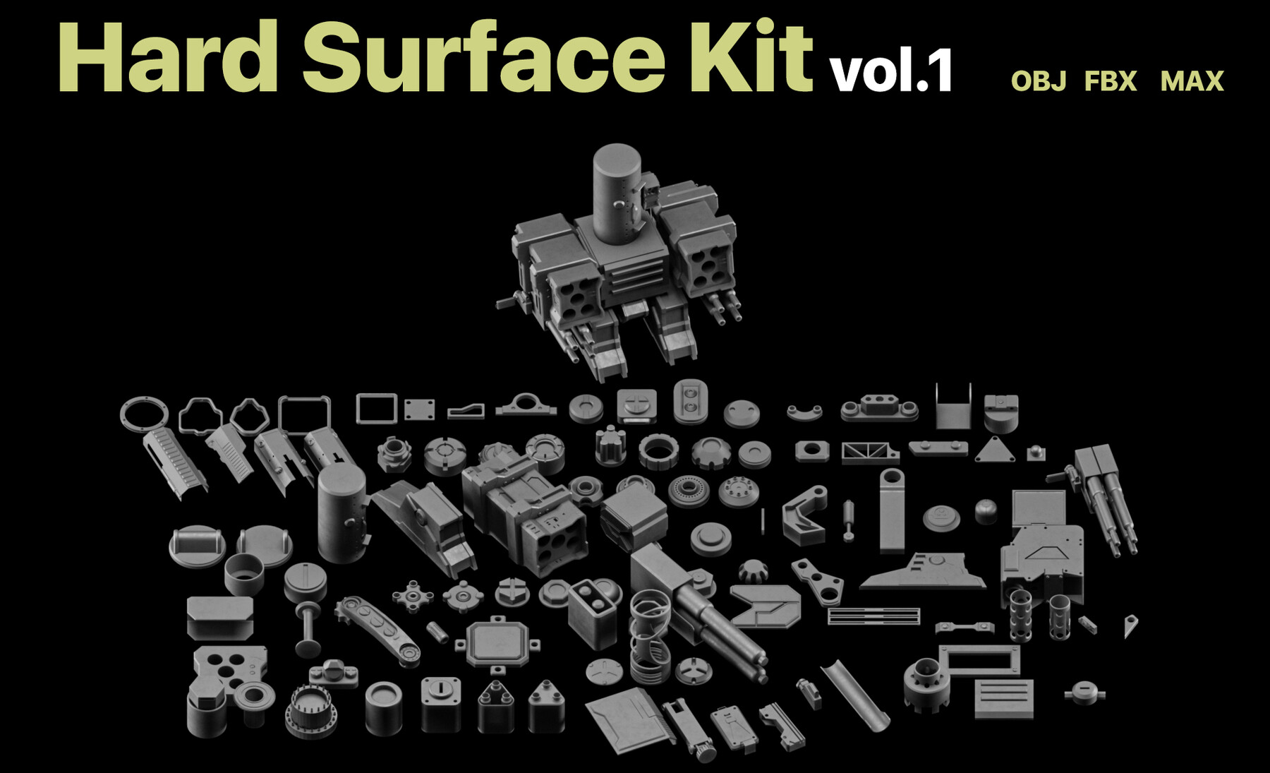 ArtStation - 100 Hard Surface Kit Vol.1 | Resources
