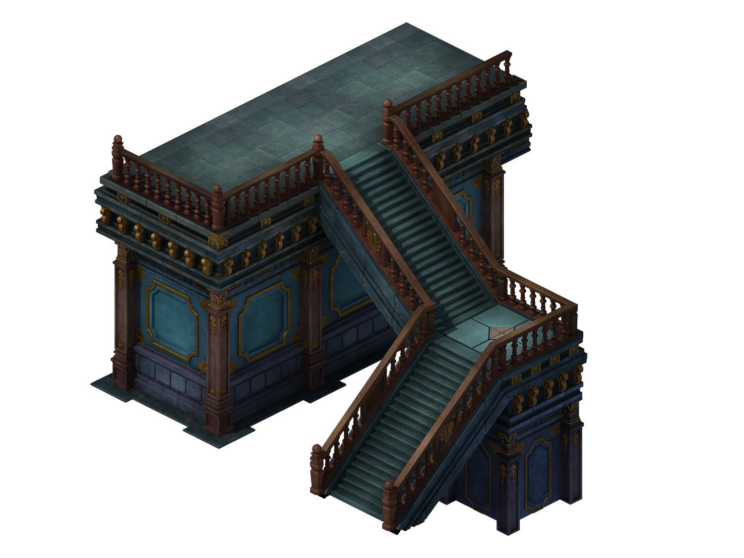 ArtStation - Library - Corner staircase 01 | Game Assets
