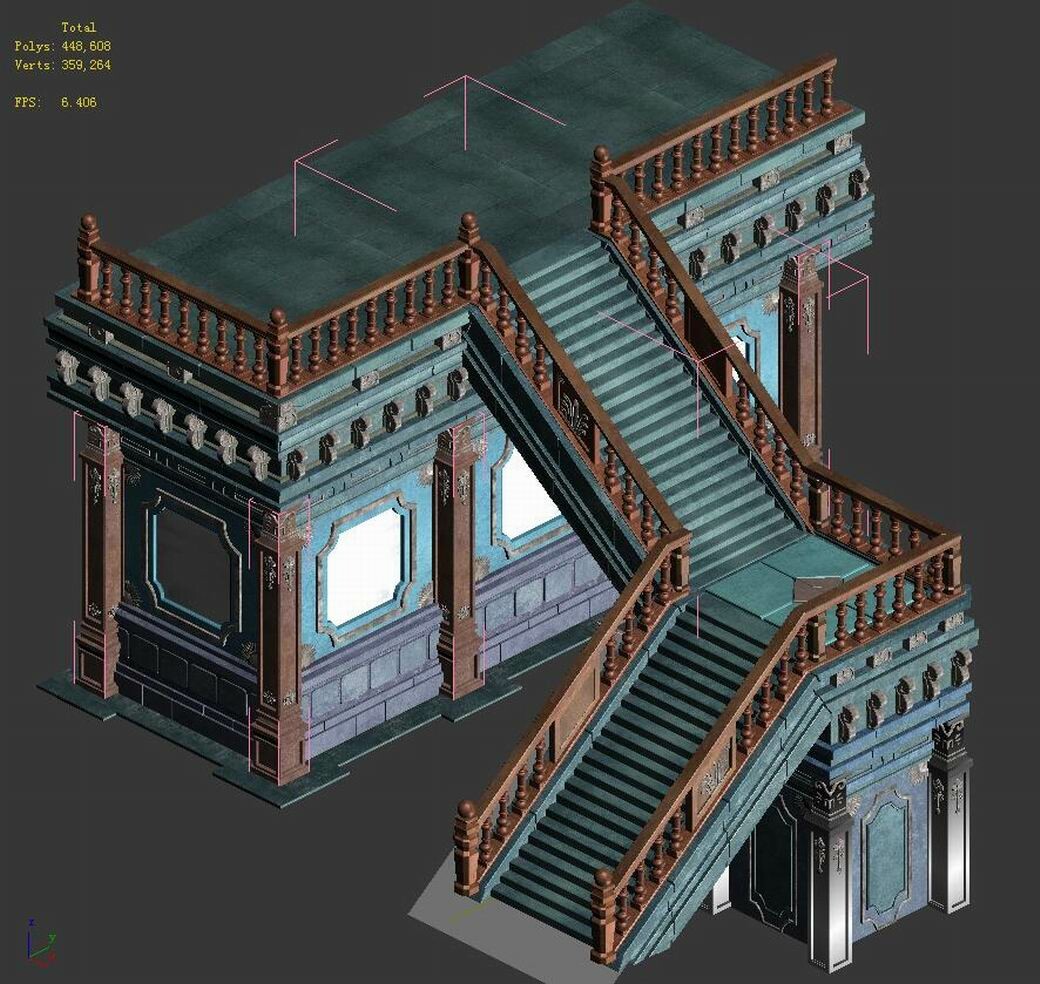 ArtStation - Library - Corner staircase 01 | Game Assets