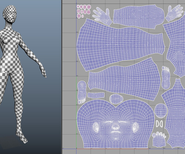 ArtStation - Full Female Body topology and UV map | Artworks