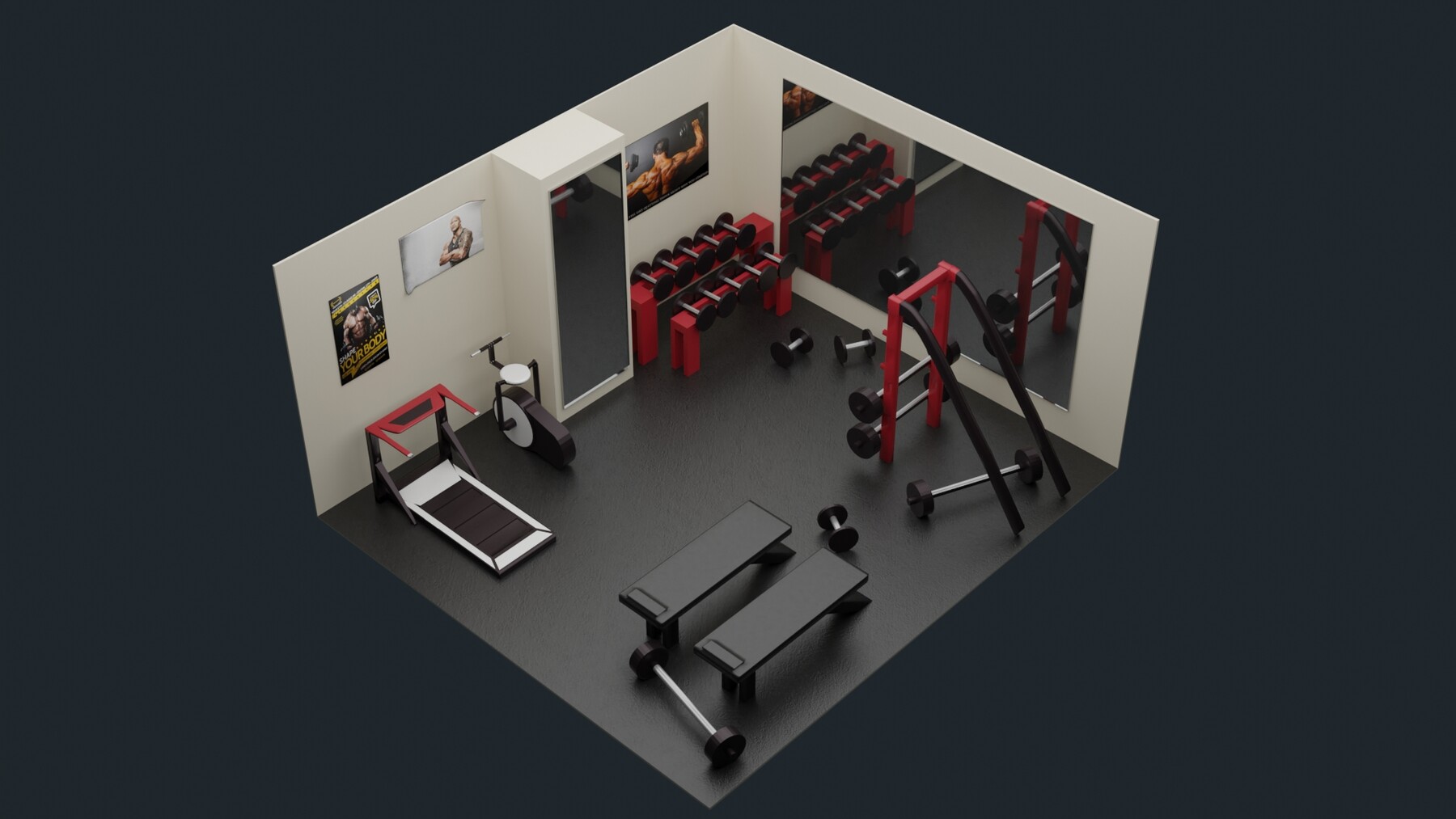 ArtStation - Low-Poly Gym - Fitness Hall Low-poly | Game Assets