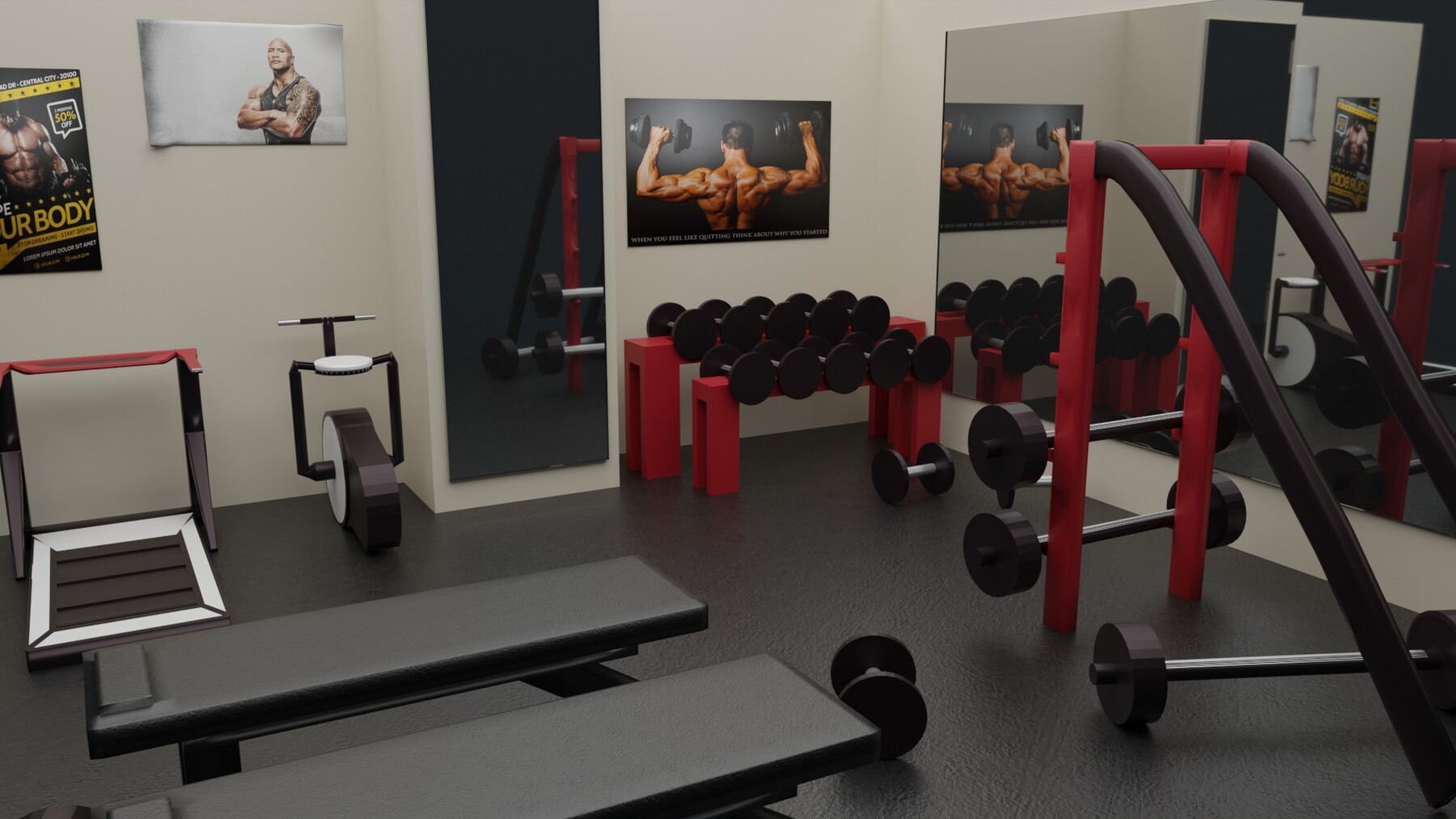 ArtStation - Low-Poly Gym - Fitness Hall Low-poly | Game Assets