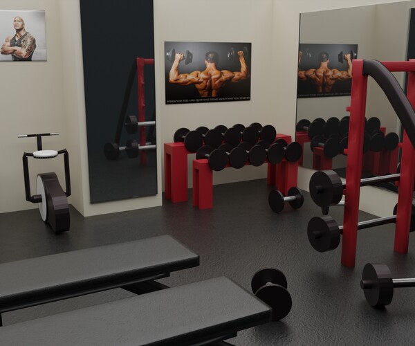 ArtStation - Low-Poly Gym - Fitness Hall Low-poly | Game Assets