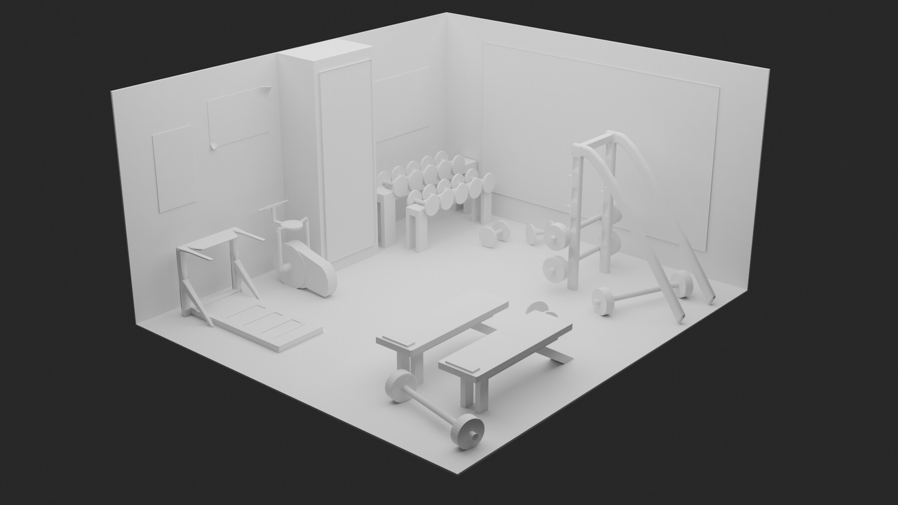 ArtStation - Low-Poly Gym - Fitness Hall Low-poly | Game Assets