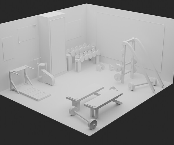ArtStation - Low-Poly Gym - Fitness Hall Low-poly | Game Assets