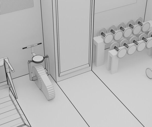 ArtStation - Low-Poly Gym - Fitness Hall Low-poly | Game Assets