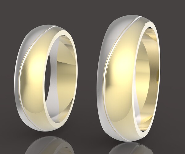 ArtStation - 2 wedding rings set two-piece assembly 3D print model ...