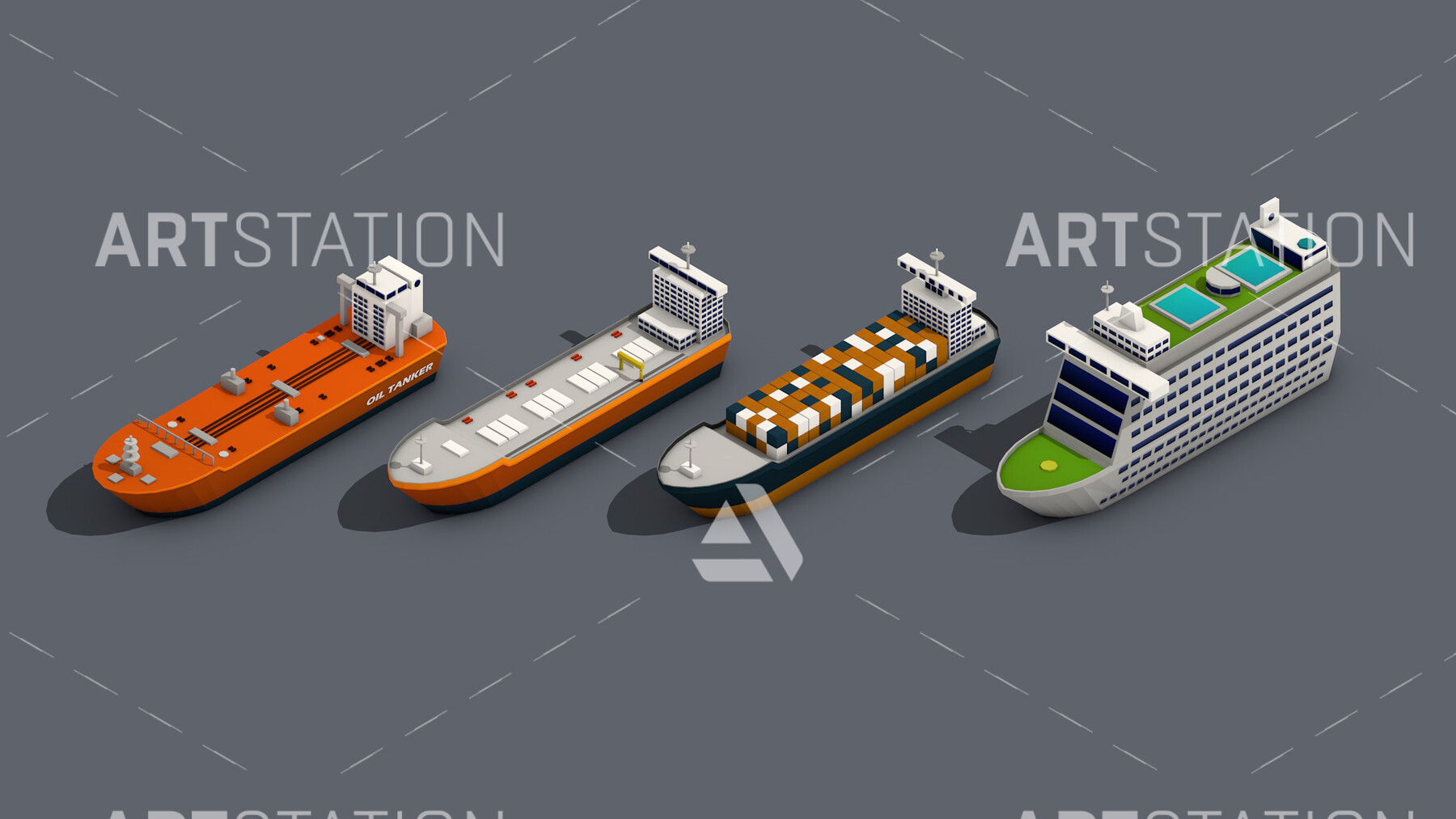 ArtStation - Low poly Ships Isometric Icon Pack 01 | Game Assets