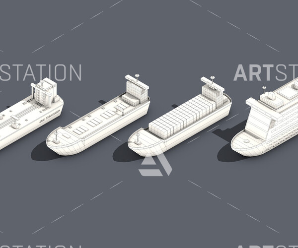 ArtStation - Low poly Ships Isometric Icon Pack 01 | Game Assets
