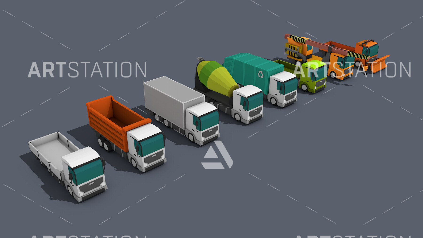 ArtStation - Low Poly Truck Isometric Icon Pack 01 | Game Assets