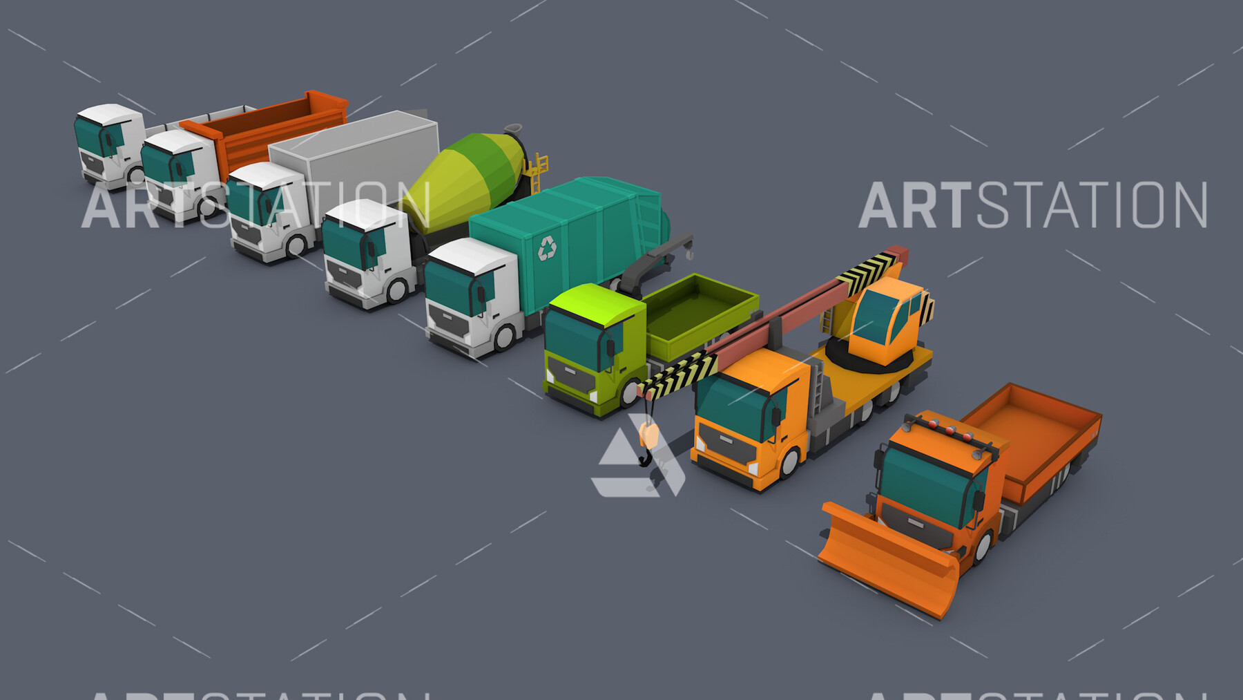 ArtStation - Low Poly Truck Isometric Icon Pack 01 | Game Assets