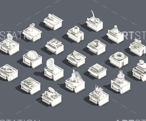 ArtStation - Low poly Stores Shops Isometric Icon | Game Assets