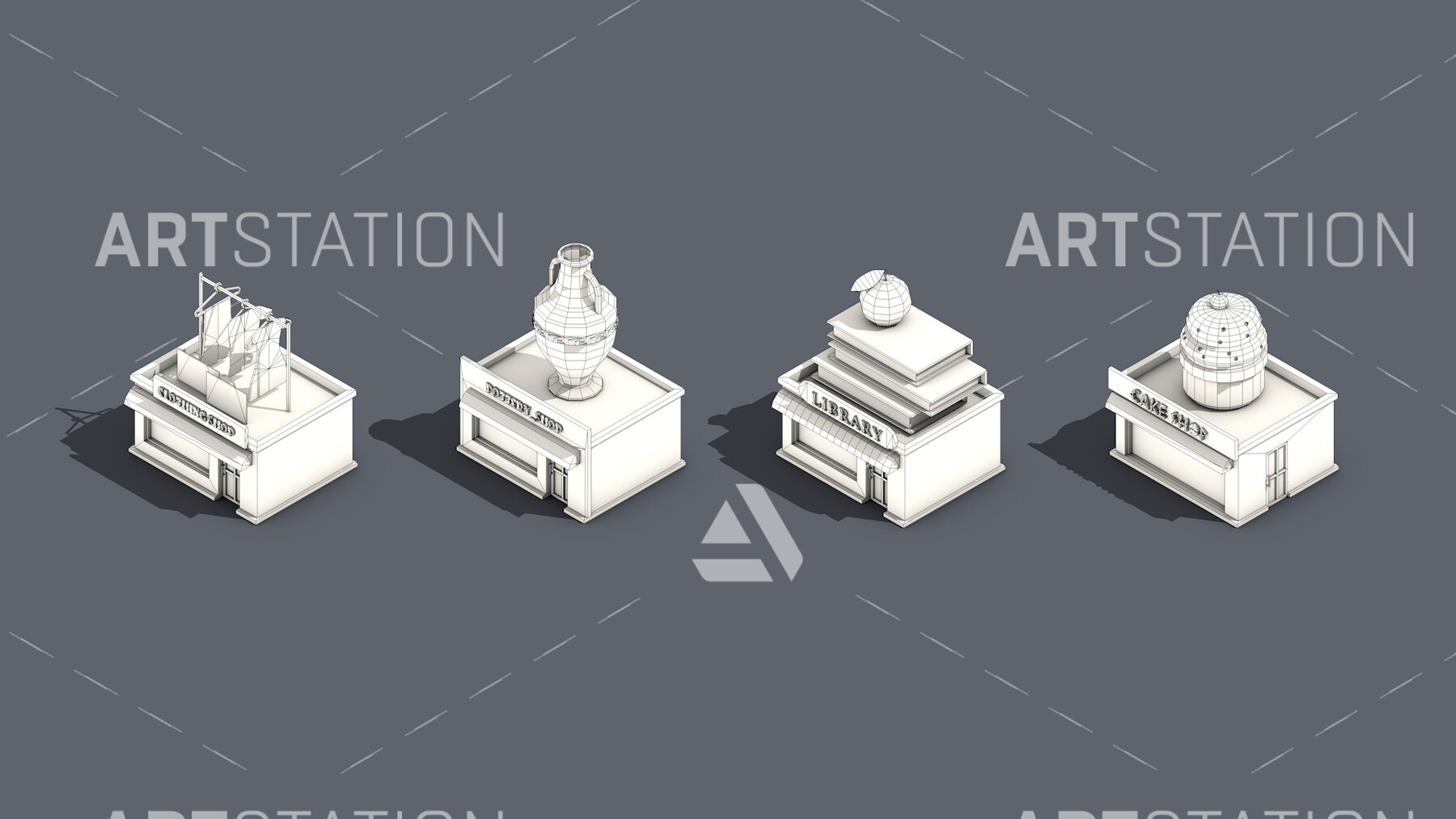 ArtStation - Low poly Stores Shops Isometric Icon | Game Assets