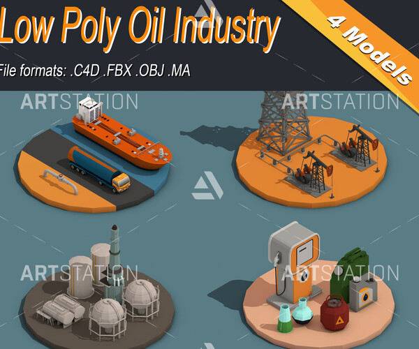 ArtStation - Low Poly Oil Industry Isometric Icon | Game Assets