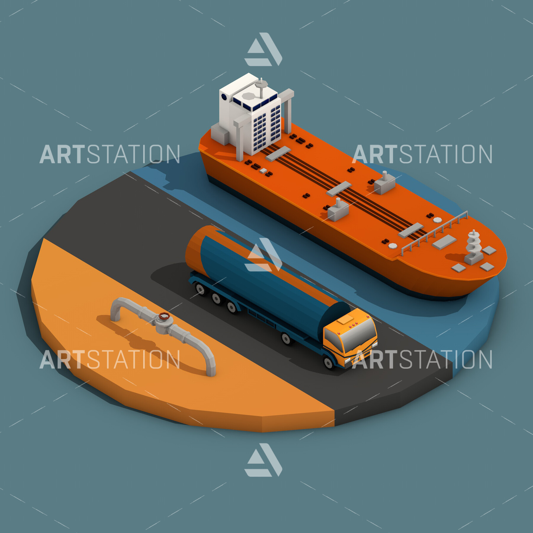 ArtStation - Low Poly Oil Industry Isometric Icon | Game Assets