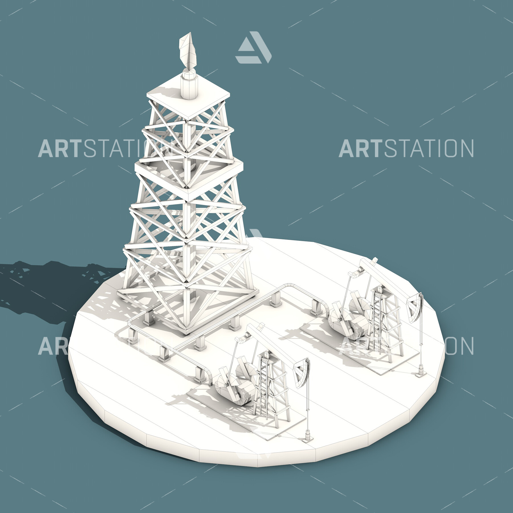 ArtStation - Low Poly Oil Industry Isometric Icon | Game Assets