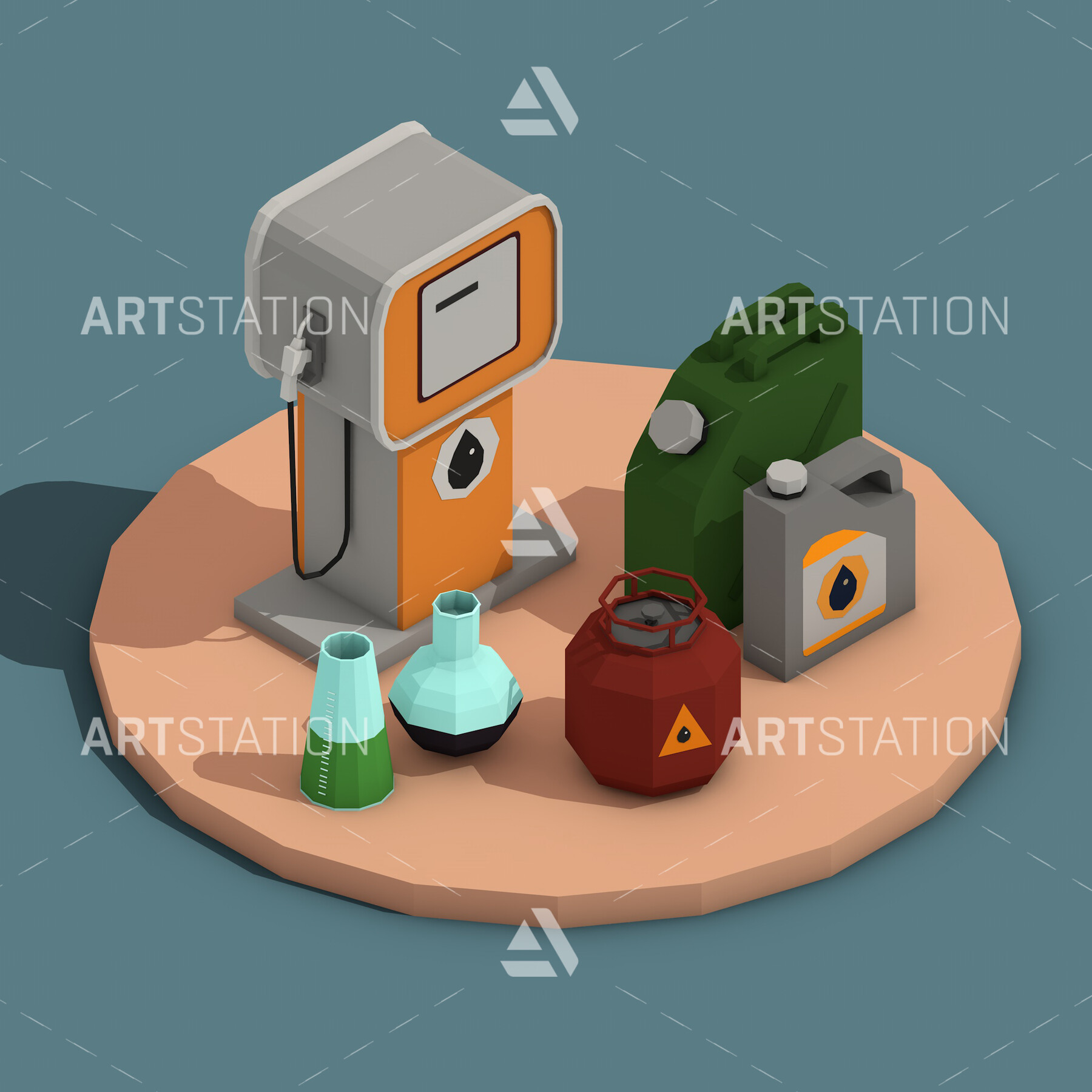 ArtStation - Low Poly Oil Industry Isometric Icon | Game Assets